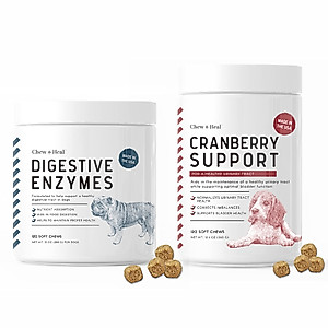 Digestive Enzymes and Probiotics and Cranberry UTI Support for Dogs - Supports Healthy Digestive Tract, Helps Nutrient Absorption - Healthy Urinary Tract and Bladder Function - 120 Soft Chews Each