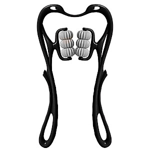 HaSeftni Neck Massager, Upgrade 6 Balls Massage Point Roller Massager for Pain Relief Handheld Tool Suitable Legs Waist and Shoulder Relaxer - Black