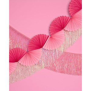xo, Fetti Pink Paper Fan Garland - 6 Ft. | 3D Bachelorette Party Decorations, Birthday Party Supplies, Pink Preppy HBD, Baby Shower
