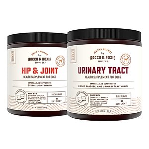 Rocco & Roxie Dog Glucosamine Hip and Joint & Urinary Tract Supplements Bundle
