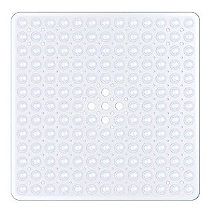 XIYUNTE Square Shower Mat Non Slip - 21 x 21inch Square Bath Shower Tub Mat, Square Rubber Bath Mats for Shower, Non Slip Bathtub Mats with Suction Cups & Drain Holes, Machine Washable, Clear