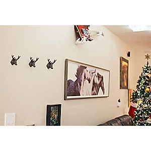 Zeckos Set of 3 Rustic Brown Cast Iron Deer Head Decorative Wall Hooks Lodge Décor 4.25 Inches Long