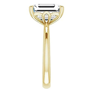 Moissanite Engagement Ring 4 Carat Emerald Cut Handmade 10K 14K 18K Solid Yellow Gold Solitaire Diamond Bridal Wedding Gifts for Women VVS1 Colorless