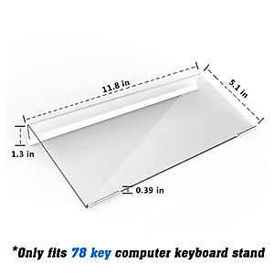 Richboom Acrylic Keyboard Stand for Slime/compact Keyboard, 78 keys Tilted Computer Keyboard Holder with Silicone Strip, Compact, 11.8" Length
