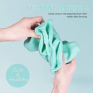 Popsicle Molds, Ouddy 6 Pieces Silicone Popsicle Molds DIY Reusable Ice Pop Molds - Easy Release Popsicle Maker with Silicone Funnel & Cleaning Brush(Green)