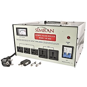Simran AR-5000 Voltage Converter Transformer Regulator, 5000 WATT, Ivory/Grey