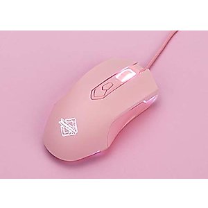 FIRSTBLOOD ONLY GAME. AJ52 Watcher RGB Gaming Mouse, Programmable 7 Buttons, Ergonomic LED Backlit USB Gamer Mice Computer Laptop PC, for Windows Mac OS Linux, Pink