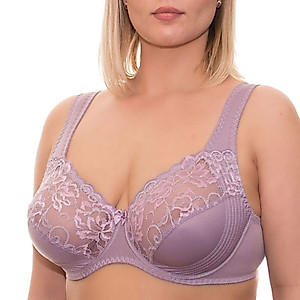 2-Pack Wide Strap Bra Plus Size Full Coverage Underwire Support Panels 34 36 38 40 42 44 / C D E F G H I J (40H, Lavender/Dusty Pink)
