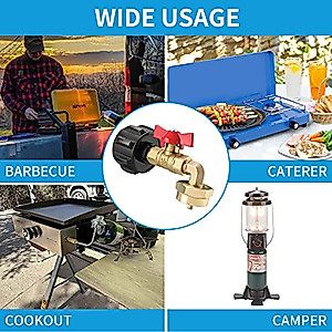 Huazu Propane Refill Elbow Adapter, 90 Degrees QCC1 Propane Tank Refill Adapter with ON-Off Control Valve for Camping Grill 1LB Bottle Tank 5-40LBS Cylinder
