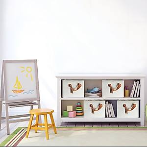 COMFY-HOMI 4Pack Fabric Storage Bin Baskets with Handles, Toy Closet Organization with Metal Frame, Collapsible Toy Baskets for Organizing, Shelf Basket for Books, Clothes, Towels-16.5X11X7.9- Khaki