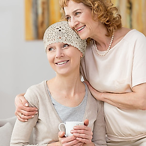 4 Pcs Crochet Slouchy Beanie Hat Fall Handmade Knit Floral Skull Cap Cotton Cutout Summer Hats for Women Lightweight Knitted (Black, Beige, Wine Red, Blue)