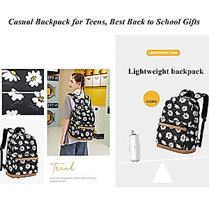 LAMOGRAFY Daisy Prints Kids Backpack Girls School Bookbag Set Elementary and Middle Students Daypack(2Pcs)