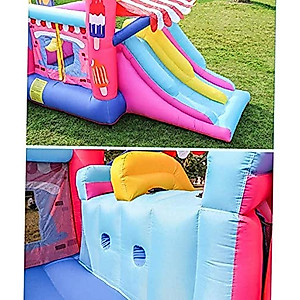 Inflatable Castle and Slide, Outdoor Trampoline Castle Children s Playground Children s Fitness Equipment Gift for Your Child Colors 520 272 202cm