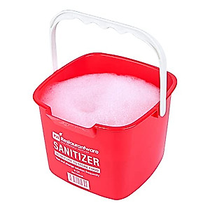 Restaurantware RW Clean 8 Quart Cleaning Bucket 1 Detergent Square Bucket - With Measurements Built-In Spout And Handle Red Plastic Utility Bucket For Home Or Commercial Use