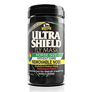 Absorbine UltraShield Equine Fly Mask, UV Protection, Horse Size Without Ears, Has Removable Nose