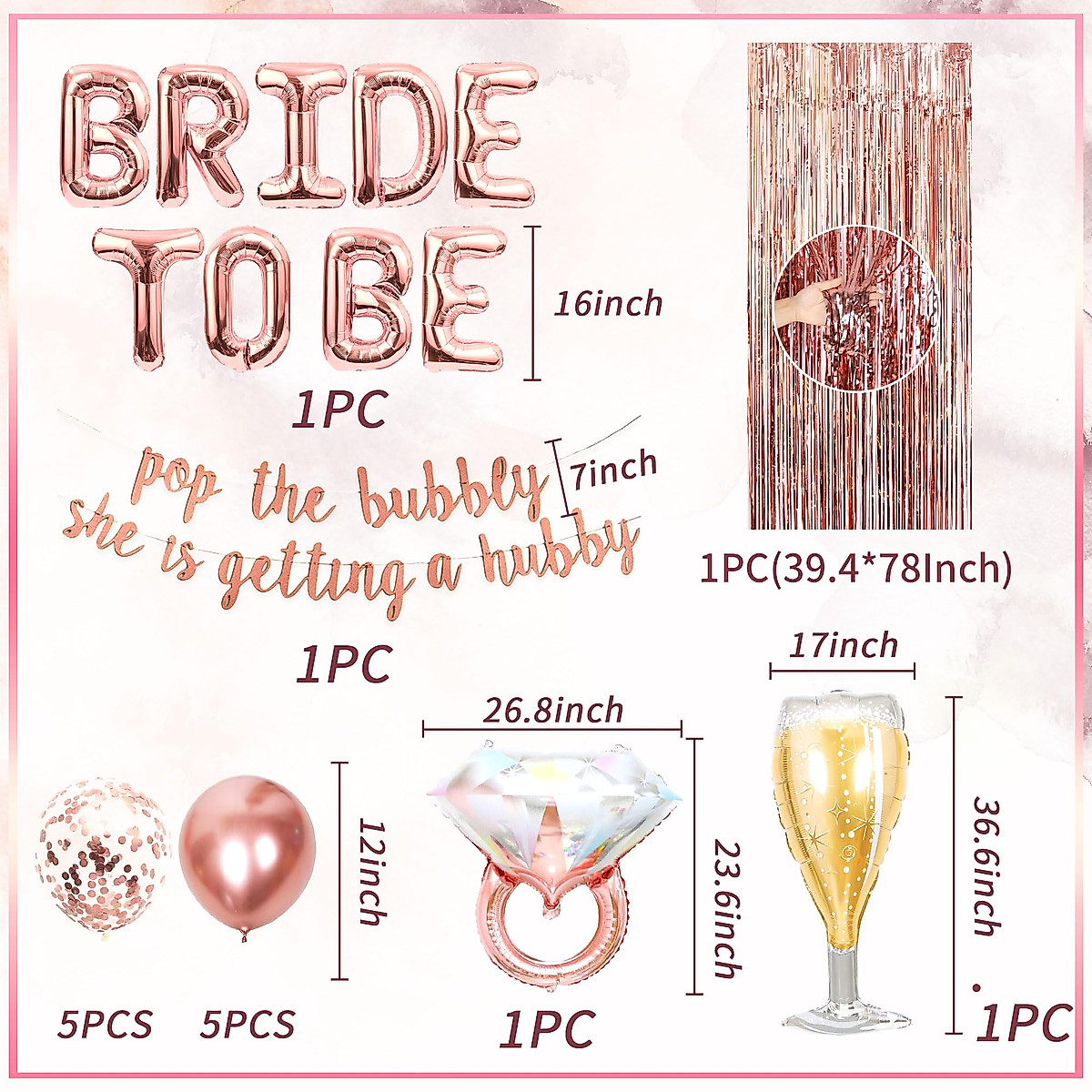 JeVenis Pop The Bubbly She's Getting a Hubby Banner Pop The Bubbly She's Getting A Hubby Bridal Shower Decorations Engagement Party Decorations Bride to Be Decorations