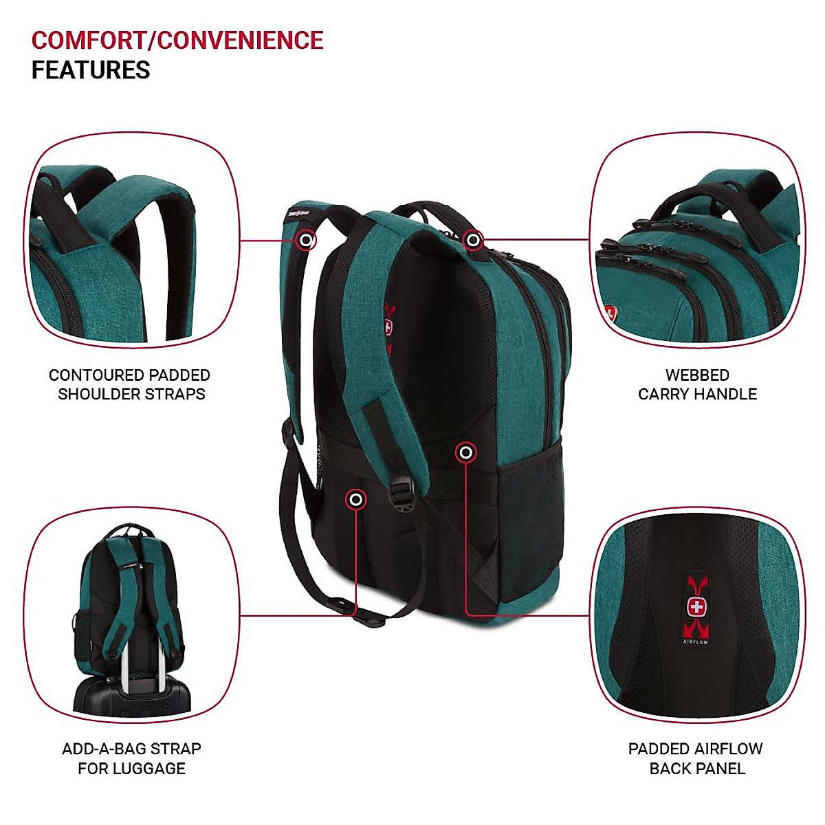 SwissGear 5668 Laptop Backpack, Green Heather, 18.25 Inches