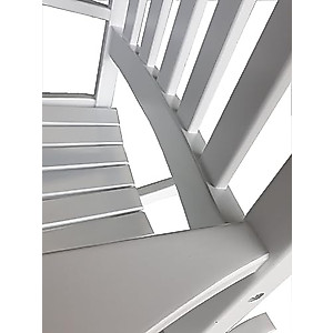 NOrhi Outdoor Wood Porch Rocking Chair, White Color, Weather Resistant Finish