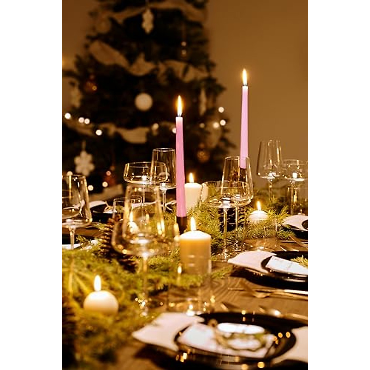 Topsics 10 Inch Pink Taper Candle Set of 4, Purple Taper Candles Candlesticks for Mother's Day, Valentine's Day, Unscented Smokeless Long Tall Tapered Candles for Party, Wedding