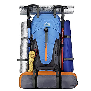 DADAYIYO 70L Large Capacity Waterproof Ultralight Hiking Backpack ,Outdoor Sport Travel Daypack for Climbing Camping (Blue), 27.6*13*9.4 inch (2201)