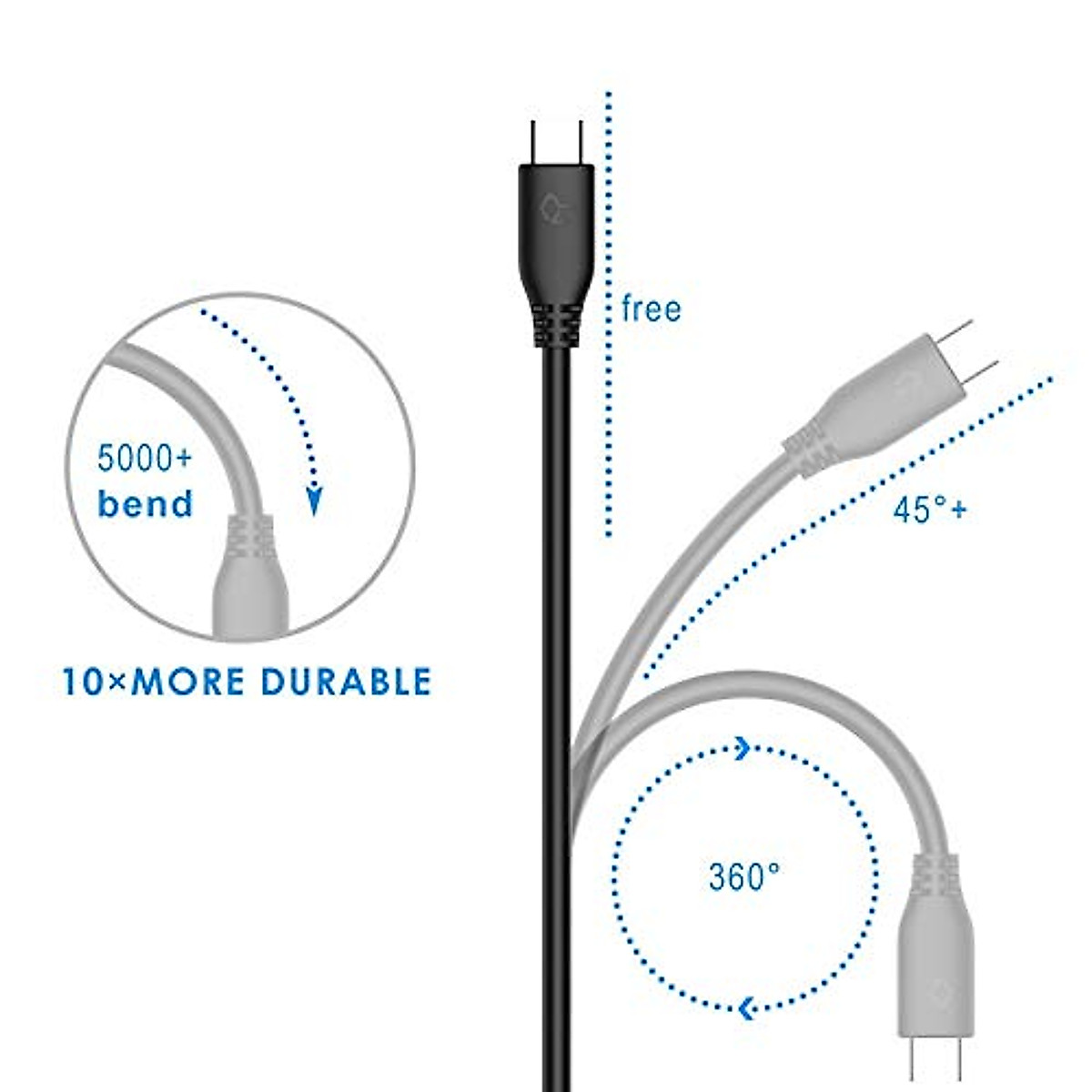 Rankie USB-C to USB-A 3.0 Cable, Type C Charging and Data Transfer, 3-Pack 3 Feet