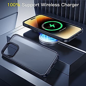 [5-in-1] Humixx Designed for iPhone 14 Pro Case, 2X Tempered Screen Protector + 2X 9H Lens Protector [10FT Military Shockproof] Slim Protective Translucent Matte Case for iPhone 14 Pro 6.1 inch, Black