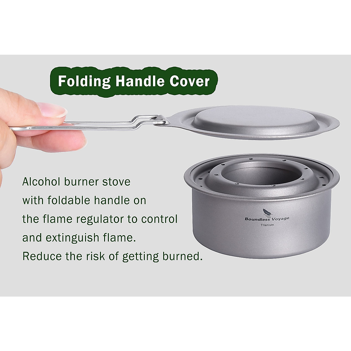 Boundless Voyage Titanium Alcohol Stove Spirit Burner with Fire Cover Outdoor Wood Stove with Stands Brackets Camping Multi-Fuels Ultralight Backpacking Stove (Stove Only)