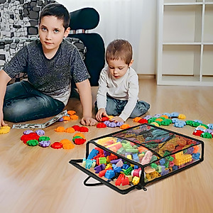 Remittur 10 PCS Clear Zippered Toy Storage Bags with handle, Kids Toy Storage Organizer with Mesh Pocket for Instructions, Playroom Toy Organizer Plastic Storage Bags for Blocks Set Puzzles,Small Toys