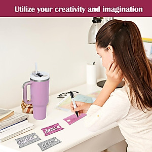 Vodolo Name Plate for 40 Oz Stanley Cups,12 PCS Acrylic Nameplate Personalized Name Tag Blank Compatible with Stanley Tumbler Topper Lid Accessories