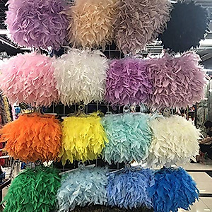 Sowder Turkey Feathers Trim Fringe for Party Wedding Dress Sewing Crafts Costumes Decoration Pack of 2 Yards (White)