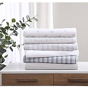 Tommy Bahama - Queen Sheets, Cotton Percale Bedding Set, Crisp & Cool, Stylish Home Decor (Cool Zone White, Queen)