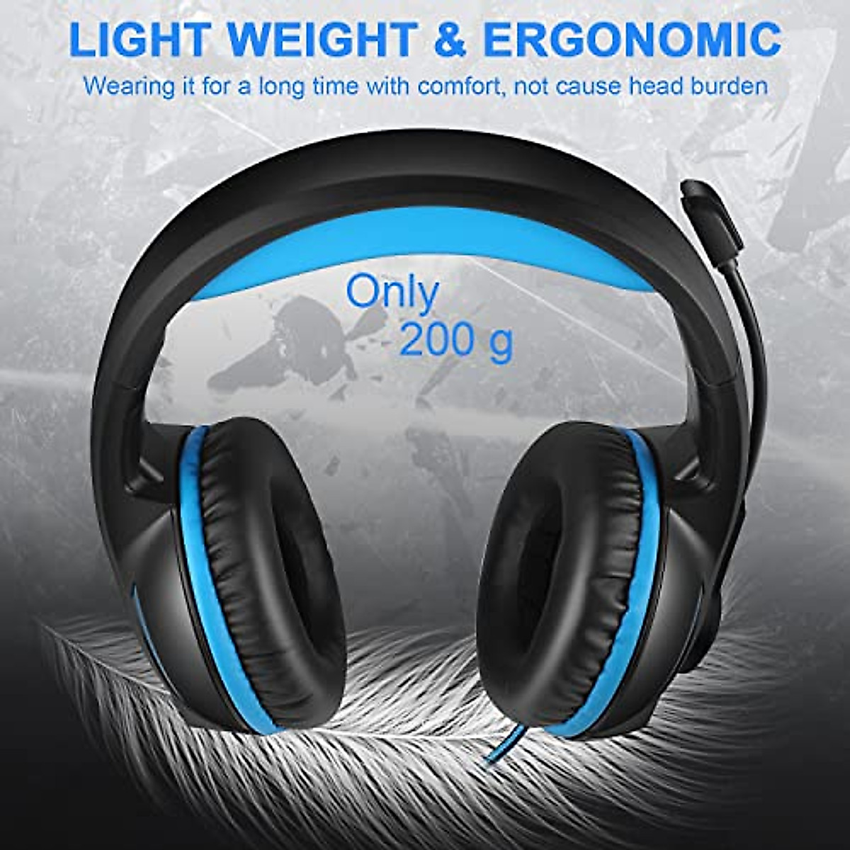 YINSAN Gaming Headset for Nintendo Switch,Wired Headset with Microphone for PS4 Xbox One PC PS5,Bass Surround,LED Light,Volume Control & Noise-Isolation(1.5M USB Extension Cable Included)