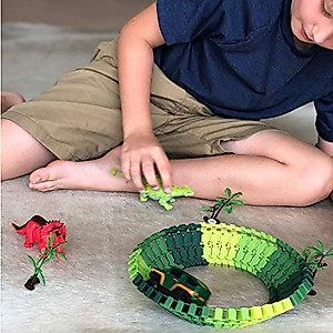 DINOSAUR Flexible Track Set FR2001: 173 total pieces - includes 1 Off-Road Electric Toy Vehicle & 2 Dinosaurs (Species May Vary)- Fun Learning Dino Gift for 3 Year Olds & Up