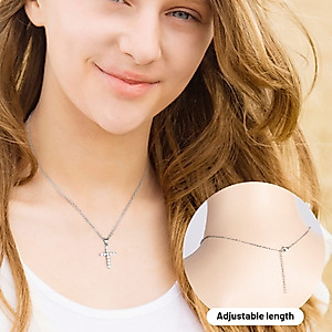 Nljihkure Cross Necklace for Women, 14K Gold Plated Personalized Cross Choker Necklace Gift Necklace Jewelry (Silver Plated)