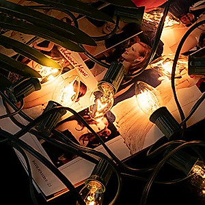 Vintage Christmas Lights, C7 String Lights for Christmas Holiday Season Party Indoor Outdoor Garage Garden Patio Backyard Cafe Decoration, Green Wire (50 Feet, Clear)