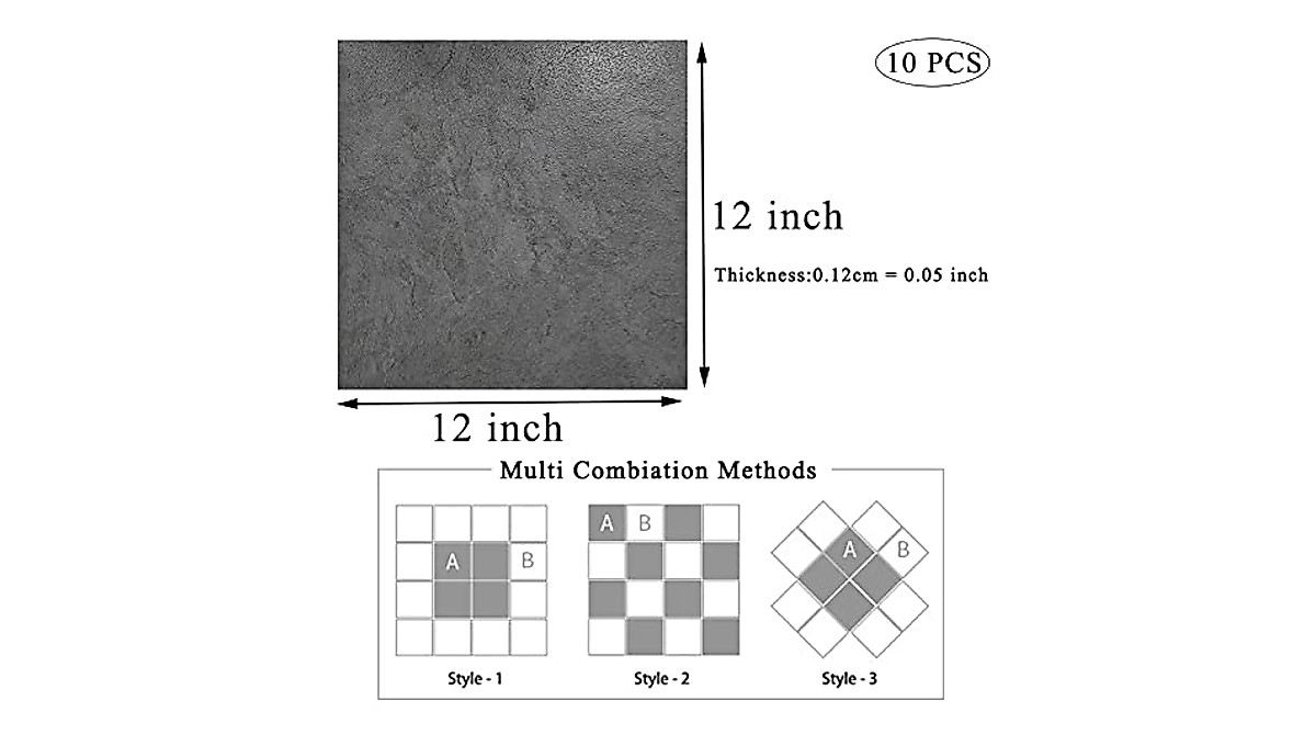 Norine Peel and Stick Marble Floor Tiles 12x12 Inches - Waterproof DIY ...