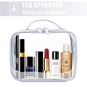 ANRUI Clear Makeup Bag, TSA Approved Clear Toiletry bag Waterproof Cosmetic Bag Case Travel Liquids Organizer Carry On Luggage for Women Men Grey 3 Pack (Same Size)