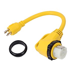 ONETAK L14-30P to SS2-50R 1.5FT Right Angle 90 Degree 120V/240 30 Amp 4 Prong Male to 4 Prong Twist Lock Receptacle Generator RV Marine Shore Boat Power Cord Adapter