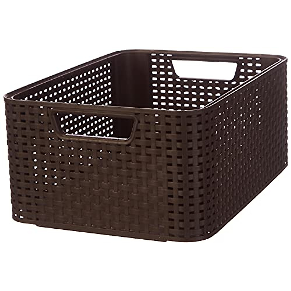 Curver Style M - Storage Boxes & Baskets (Storage Basket, Brown, Rattan, Monotone, Bathroom, Bedroom)