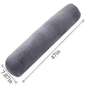 1 MIDDLE ONE Body Pillow for Adults, Bolster Pillow with Removable Velvet Cover, Long Round Cervical Roll Pillow, 47¡± x 7.87¡±, Grey