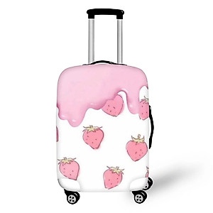 COEQINE Women Girls Luggage Cover Suitcase Protector Washable Baggage Covers 18-32 Inch Print Strawberry Pink