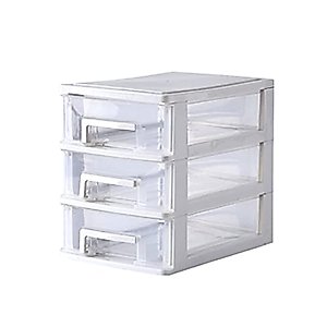 Zerodeko Plastic Drawers 3-layer Plastic Drawer Type Closet Portable Storage Cabinet Desk Storage Rack Organizer Craft Storage Box for Home Office White Storage Drawers
