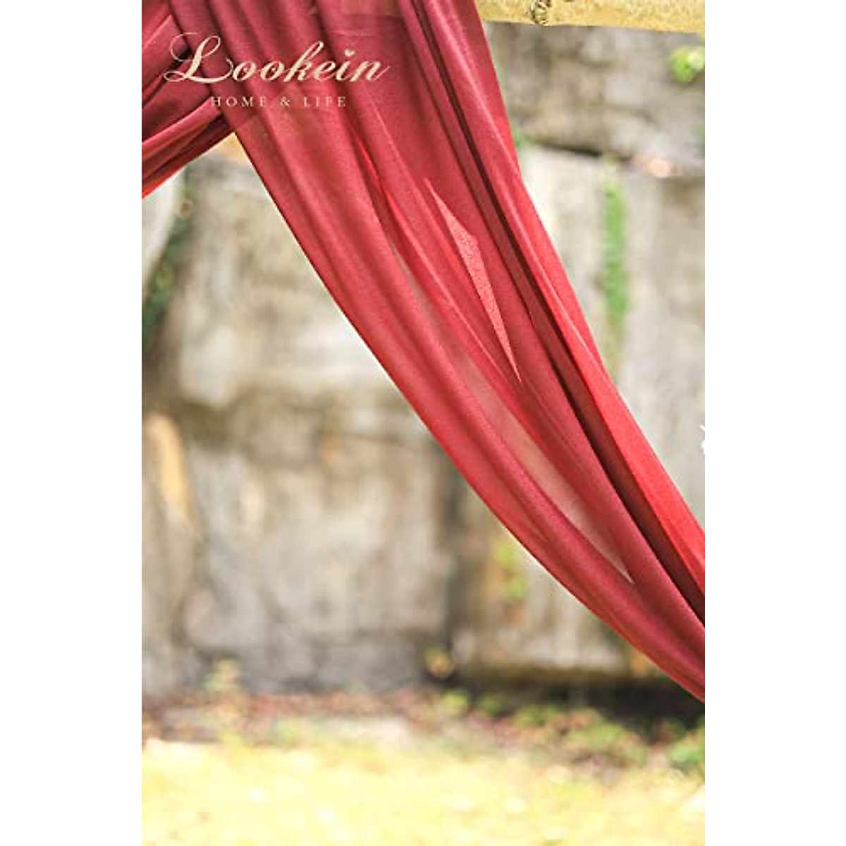 Lookein Chiffon Runner Arch Decorations for Wedding Ceremony Arch Drapping Fabric for Wedding Swags, 2 Panels 30" Wide 6 Yards Long, Burgunday