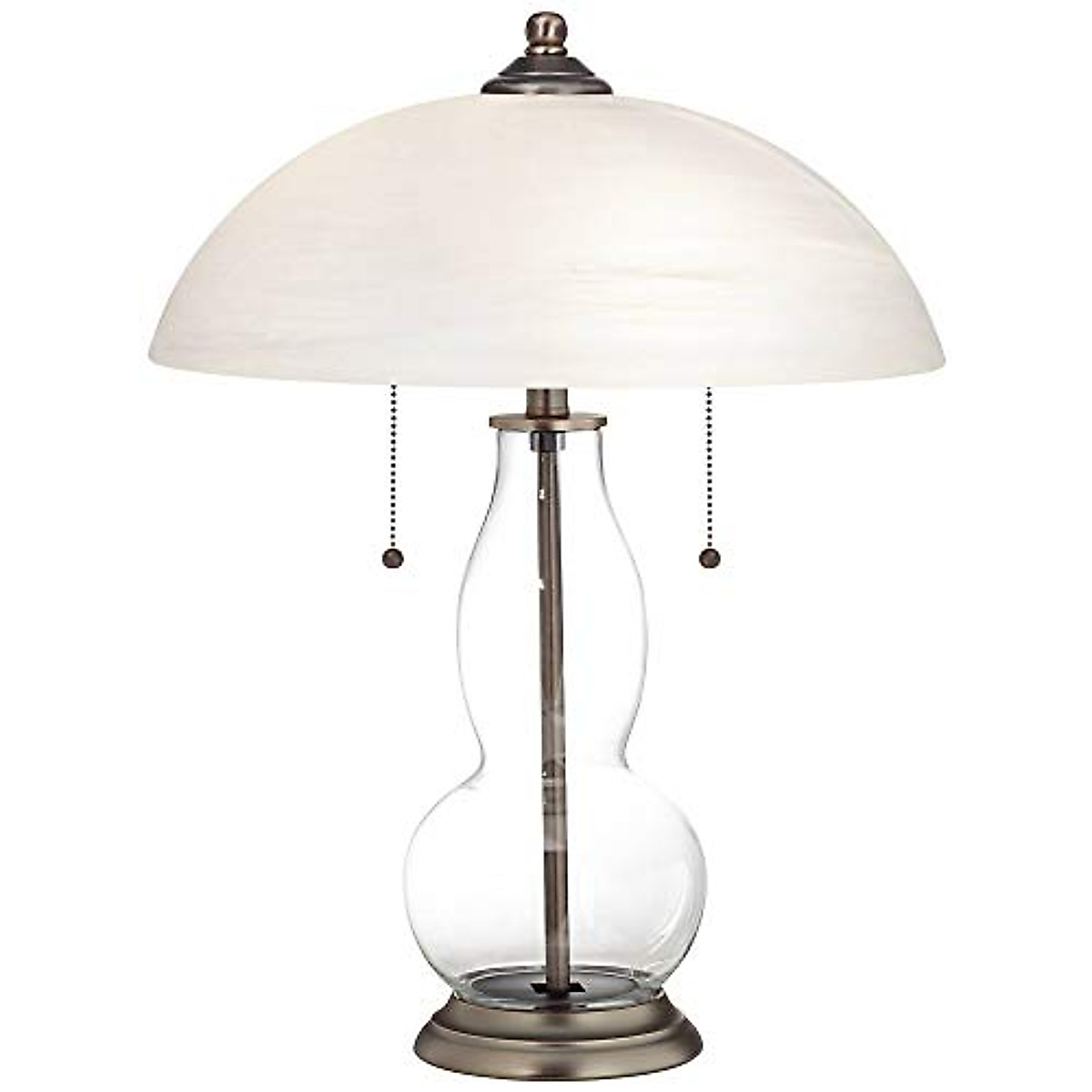 Color + Plus Modern Accent Table Lamp 21.5" High Clear Glass Double Gourd Alabaster Dome Shade for Living Room Family Bedroom Bedside Office