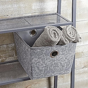 Home Basics Non Woven Large Open Cube Storage Bin Tapered Sides | Folds Down for Easy Storage | Grommet Metal Dual Handles | Graphic Print Design