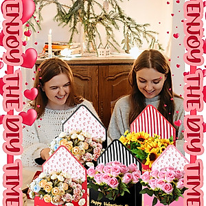 Engrowtic 30 Pcs Valentine's Day Flower Boxes for Arrangements Floral Envelope Boxes Bouquet Box 9.25 x 2.95 x 13.79 Inch 6 Styles Flower Arrangement Paper Boxes for Valentine's Day Wedding, Party,