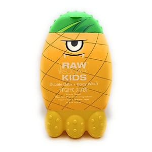 Kids 2-in-1 Banana + Strawberry Shampoo & Conditioner, Pineapple + Orange Bubble Bath & Body Wash by Raw Sugar 12 fl oz (Pack of 2) + Loofah