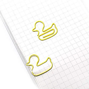 SDUSEIO 30 Pieces Funny Paper Clips Bookmark Paperclips Metal Cute Shape Clips for Students Teachers School Office Supplies Personal Document Organization Party Card Wedding Invitation,Yellow Duck