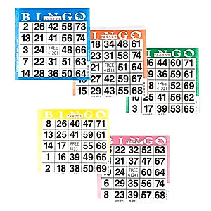 American Games Bingo Paper Game Cards - 1 Card - 5 Sheets - 100 Books - 4 Inch Square Size Disposable Cards - Made in USA