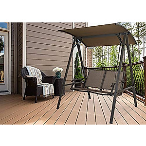Kozyard Doris 2 Person Outdoor Patio Swing with Breathable Textilence Seat (Taupe)